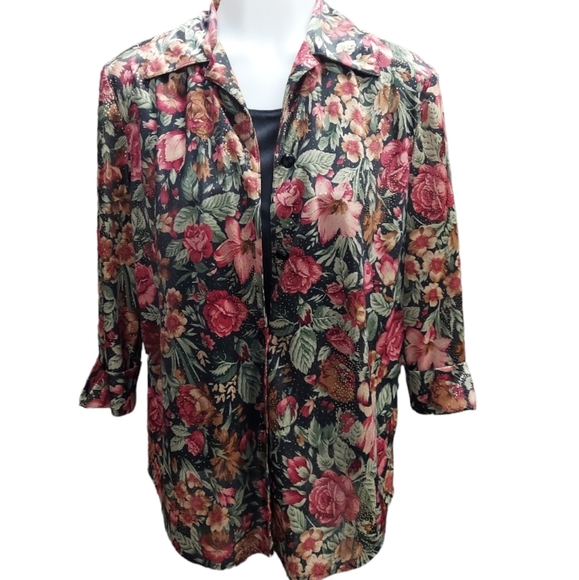 Vintage | Tops | Vintage Gloria Lance Latered Floral Sparkle Blouse ...
